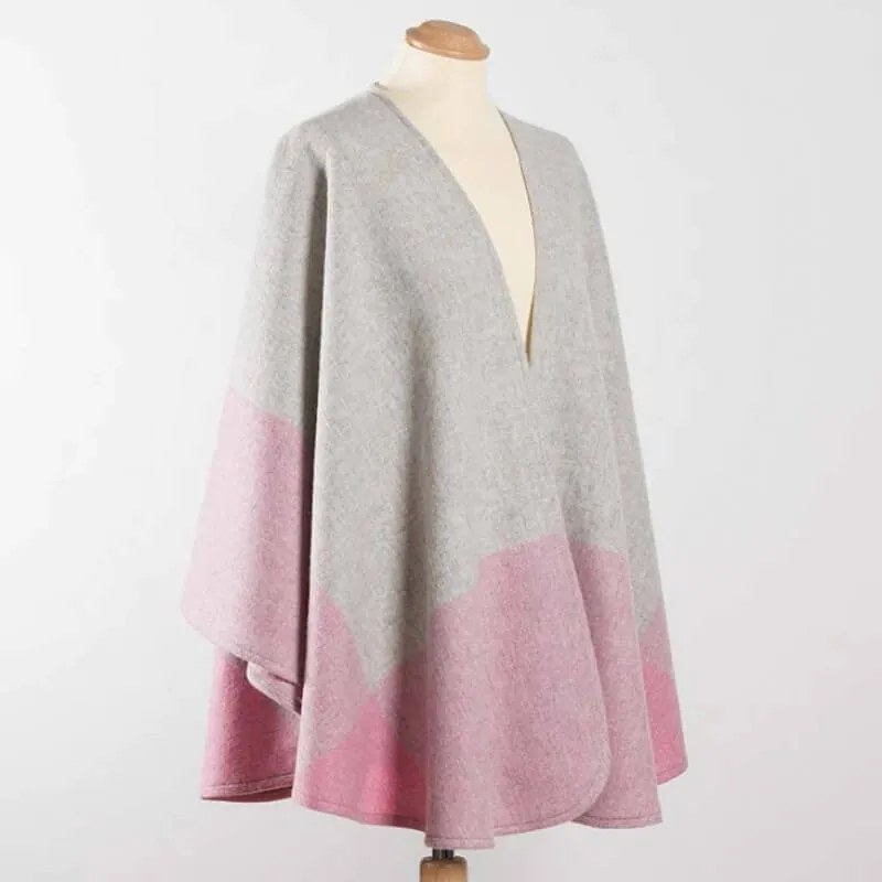 Vlněné pončo z jehněčí vlny Grey Pink Cape - John Hanly