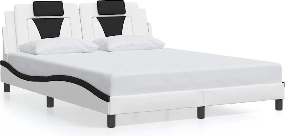 Rám postele Viana bez matrace bílý a černý 160 x 200 cm umělá kůže 3208109