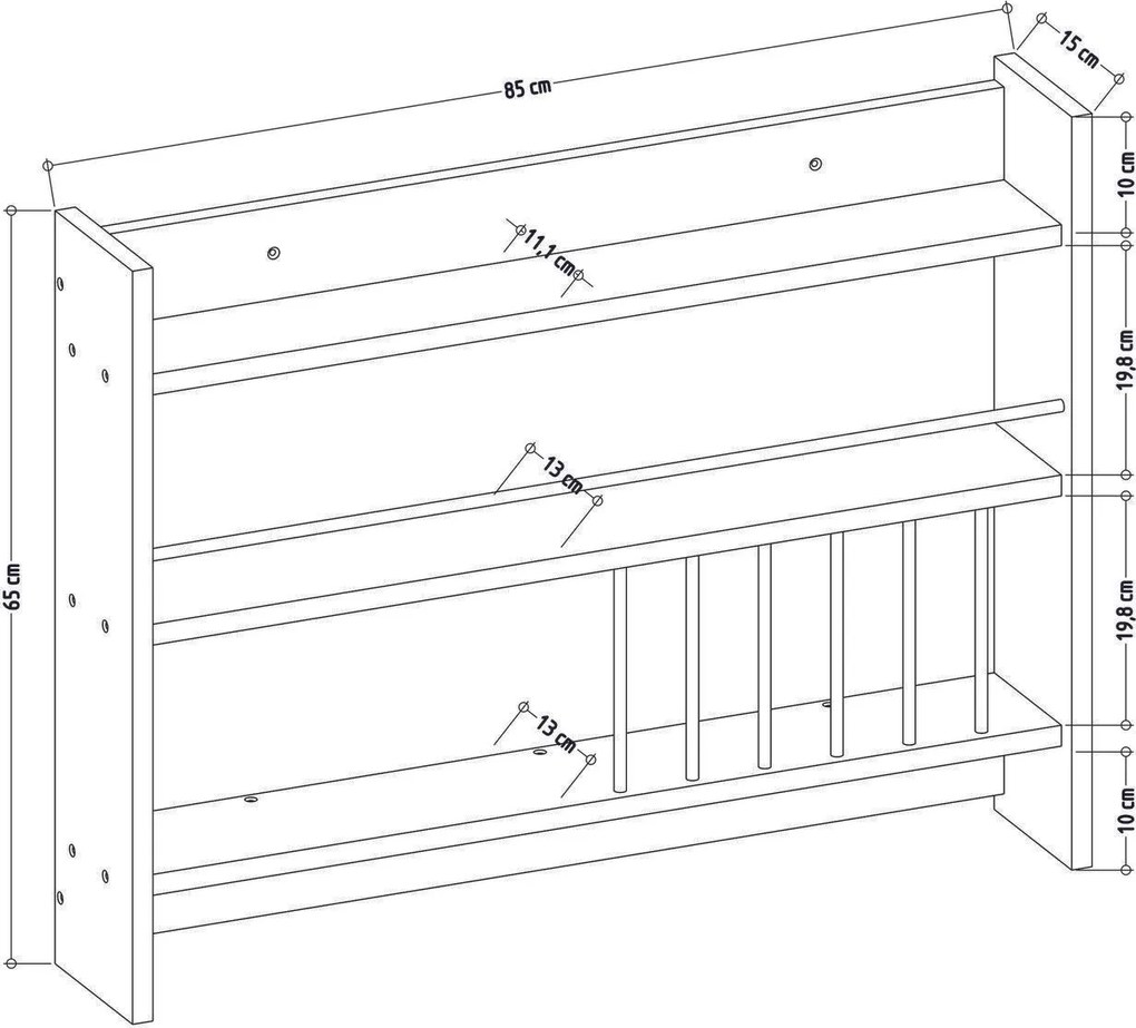 Kolin nástěnná police s věšákem, bílá