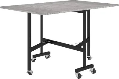 HOMCOM skládací jídelní stůl na kolečkách pro 4-6 osob 120 cm, kolečka s brzdami, 2 skládací křídla, v industriálním stylu, šedá