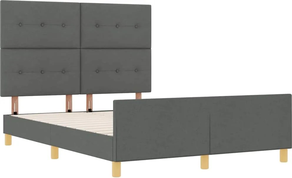 Rám postele s čelo Tmavě šedá 140 x 190 cm textil 3344726