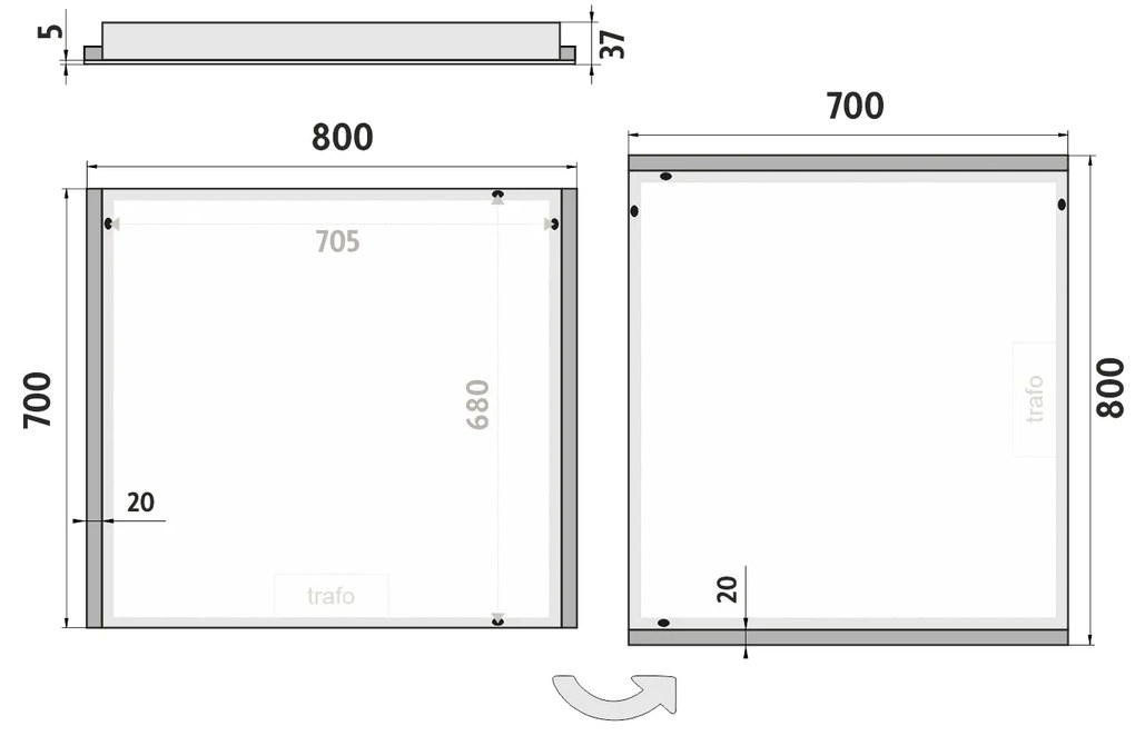 Nimco LED zrcadlo 800x700 - ZP 11003