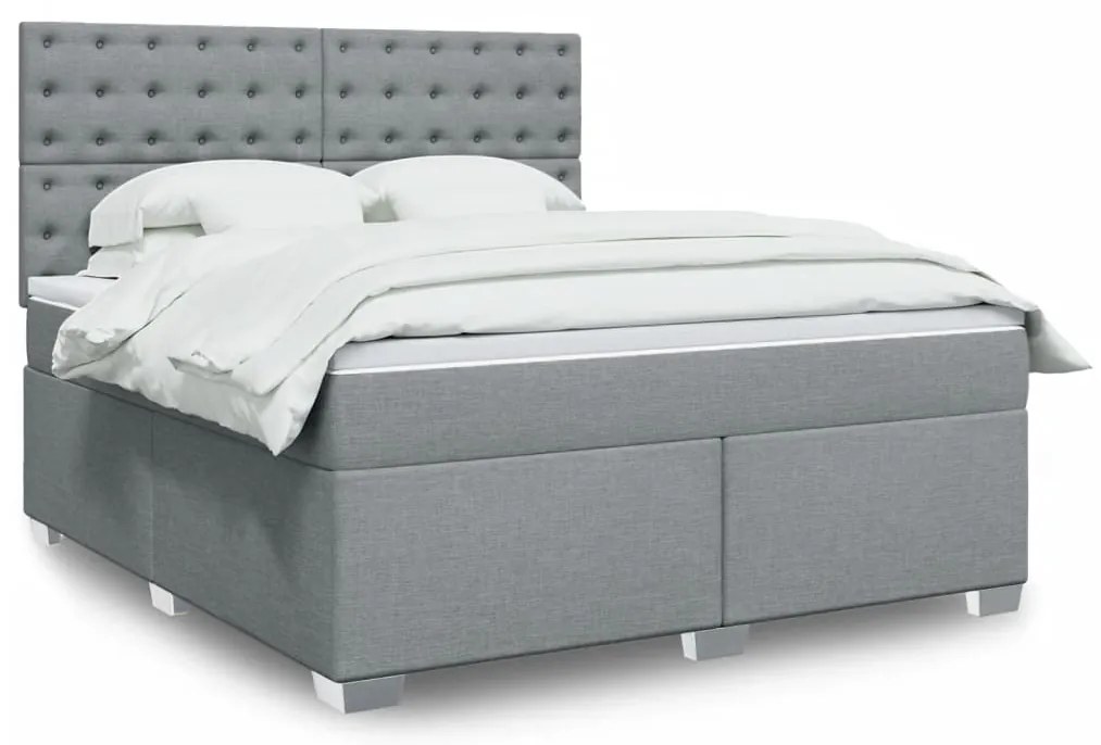 Box spring postel s matrací světle šedá 180 x 200 cm textil 3292881