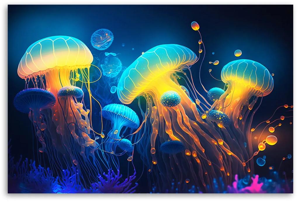 Obraz na plátně, Neonová mořská abstrakce - 120x80 cm