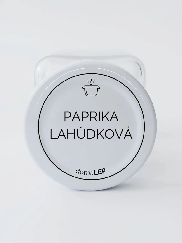 Samolepka na kořenky PAPRIKA LAHŮDKOVÁ průhledná 5 cm základní písmo