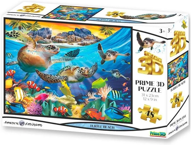 Prime 3d puzzle želví pláž 3d 48 dílků