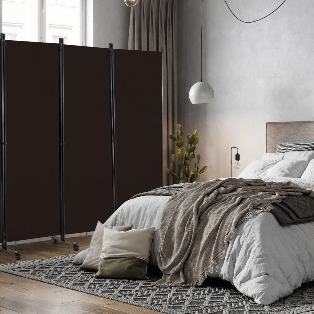 Costway Šestidílný skládací paraván na kolečkách 172 cm, hnědý