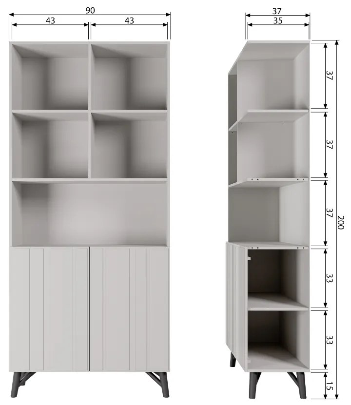 OnaDnes -20% Hoorns Bílá dřevěná knihovna Rellim 200 x 90 cm