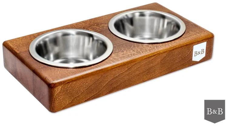 Bowl&amp;Bone Republic Luxusní miska pro psa Duo dřevo ořech VELIKOST: S -  27,5x14,5x5cm (0,23l) | BIANO