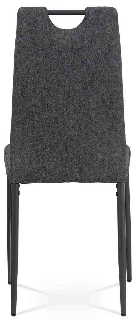 Jídelní židle, potah šedá látka, kovová čtyřnohá podnož, antracitový matný lak - DCL-391 GREY2