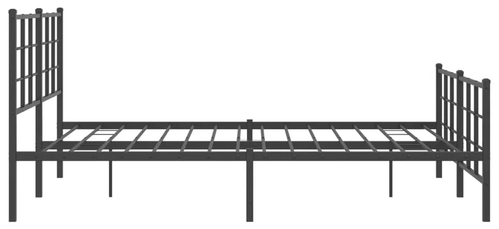 Kovový rám postele s hlavovým a nožním čelem černý 160 x 200 cm - Default Title