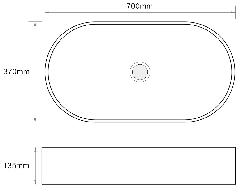 Erga Indigo, umyvadlo na desku 700x370x135 mm, bílá lesklá, ERG-V03-9720C-WH
