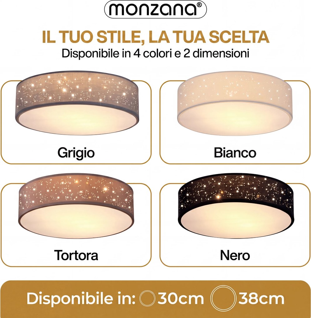 Stropní svítidlo bílý textil Ø38cm hvězdná obloha