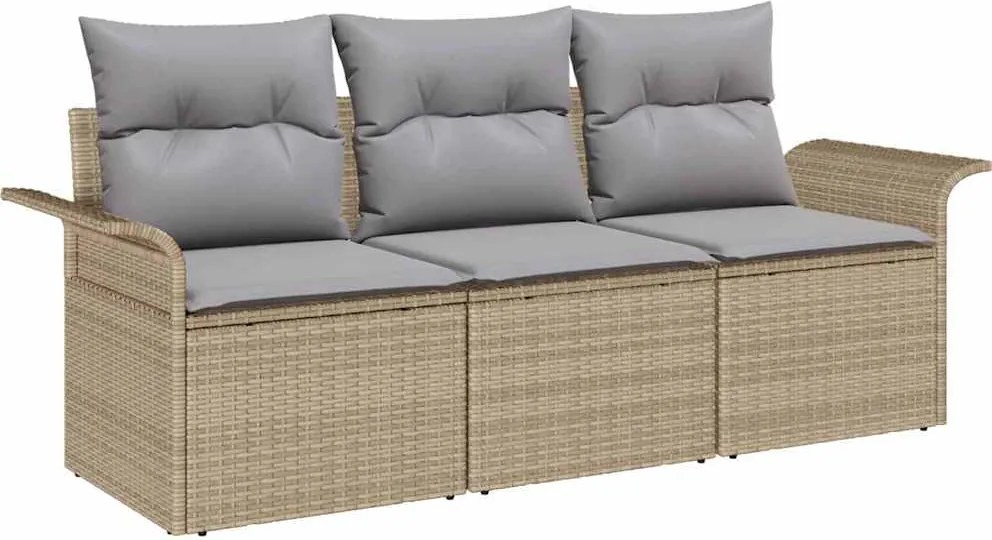 Set pohovek 3 ks 3-Počet míst Beige a šedá polyratan 3345220