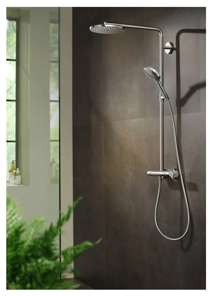 Hansgrohe Raindance Select S, Showerpipe 240 1jet PowderRain s termostatem, kartáčovaný černý chrom, HAN-27633340