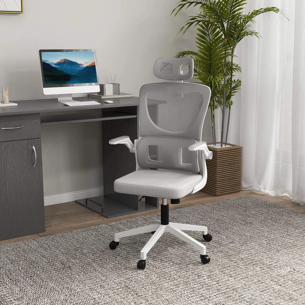 Ergonomická kancelářská židle Vinsetto, pracovní židle s nastavitelnými opěrkami, opěrkou hlavy, naklápěcí funkcí, výškově nastavitelná otáčecí židle…