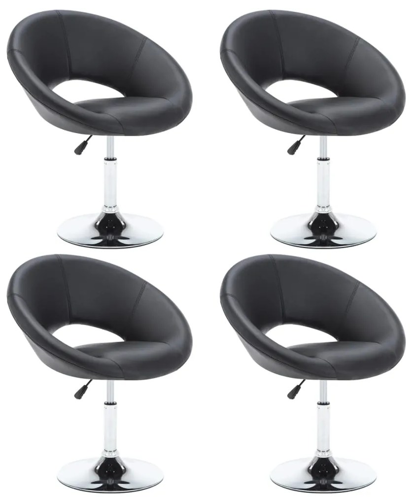 275598 vidaXL Otočné jídelní židle z umělé kůže 4 ks 74 x 63,5 x 89 cm černé