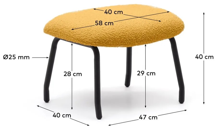 Taburet z textilie bouclé v hořčicové barvě Belina – Kave Home