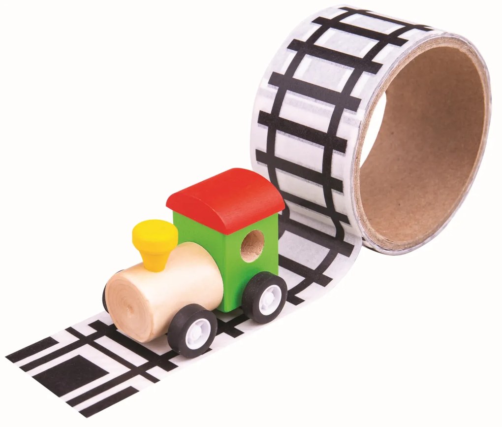 Bigjigs Toys Lepící páska - Koleje s mašinkou