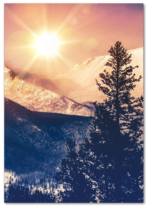 Wallmuralia Fotoobraz na skle Slunce nad horami 70x100 cm