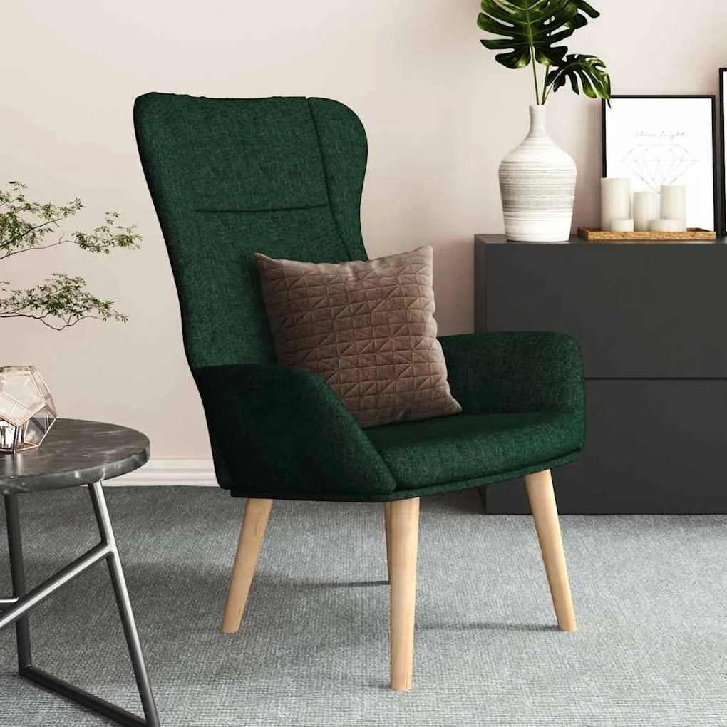Relaxační křeslo tmavě zelené textil 341399