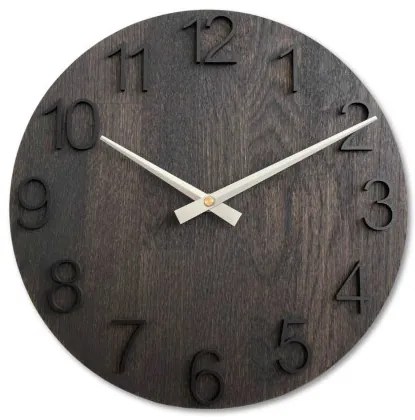 Elegantní dřevěné dubové hodiny na zeď I SENTOP MAS016-OSMO-3169-heads-silver