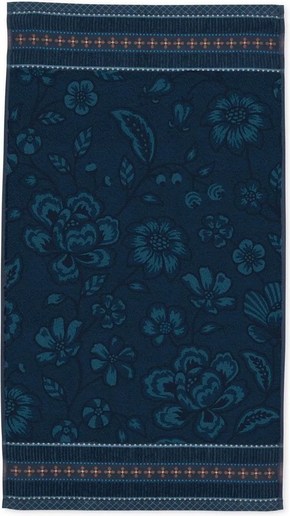 Pip Studio ručníky z bavlněného froté Jasmine Jacquard, tmavě modré (Luxusní ručníky z bavlněného froté v designu Jasmine Jacquard v tmavě modré)