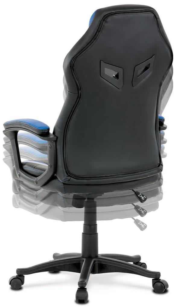 Herní židle, potah - modrá a černá ekokůže, houpací mechanismus - KA-Y209 BLUE