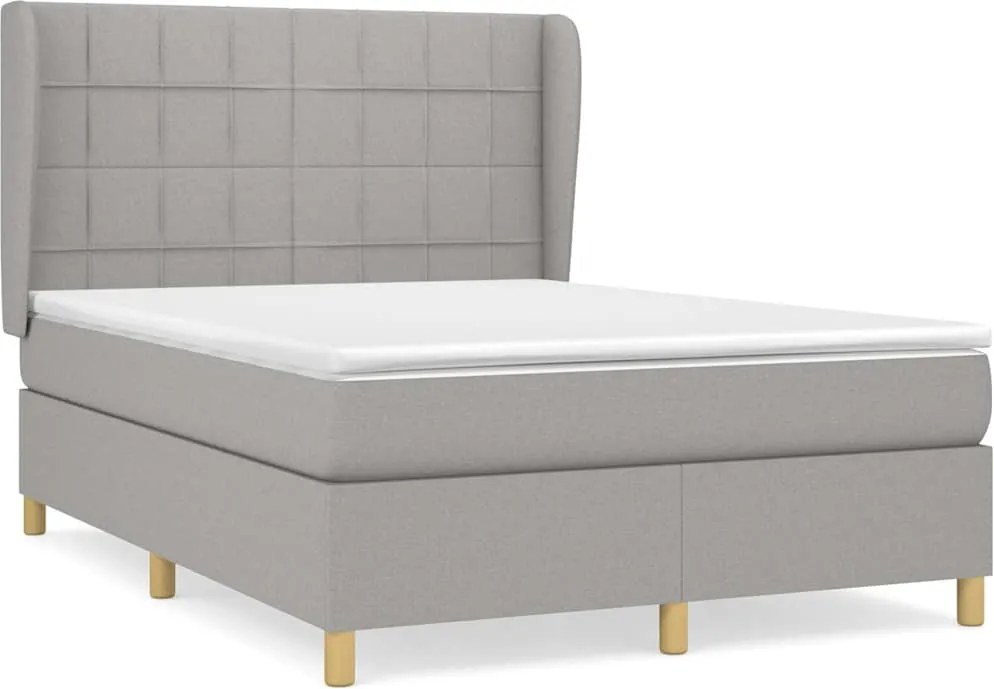 Box spring postel s matrací světle šedá 140 x 190 cm textil 3128517