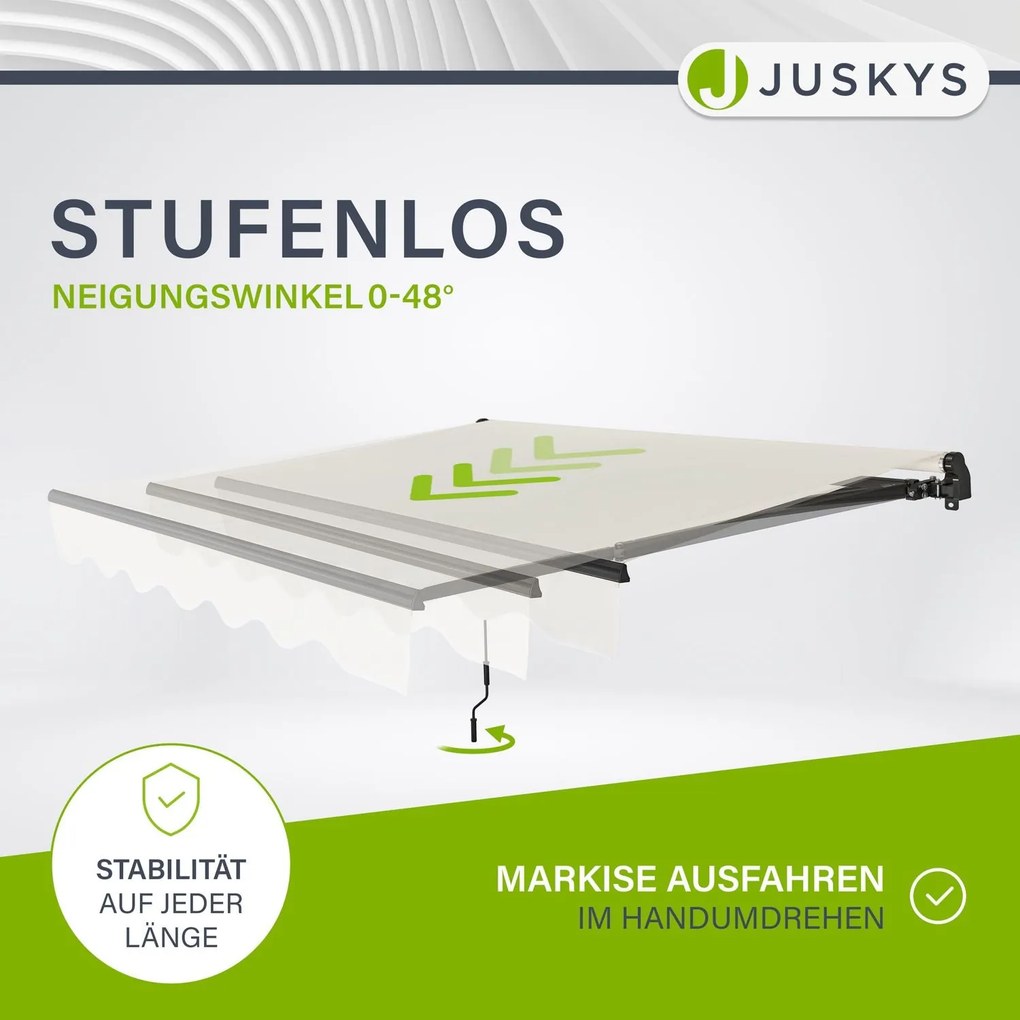 Juskys Kloubová markýza s ruční klikou Barva: béžová, Velikost: 350 × 300 cm