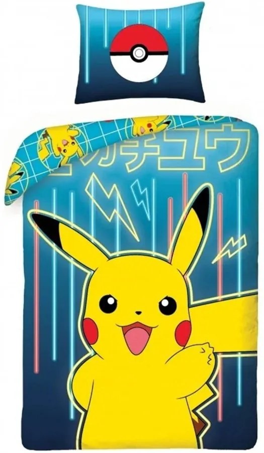 Bavlněné ložní povlečení Pokémon Pikachu - 100% bavlna - 70 x 90 cm + 140 x 200 cm