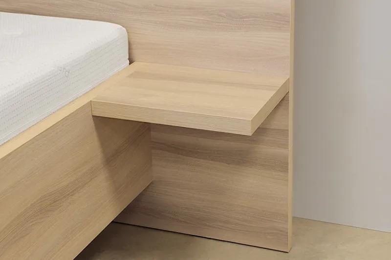 Ahorn Salina postel s úložným prostorem Dekor: Dub hnědý, Rozměr: 160 x 200 cm, Noční stolek: Police oboustranná