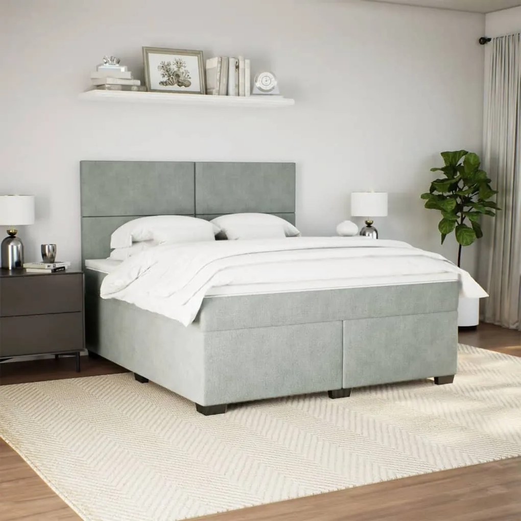 Box spring postel s matrací světle šedá 180x200 cm samet 3290972