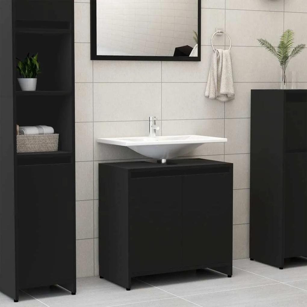 vidaXL Koupelnová skříňka 60 x 33 x 61 cm dřevotříska [802646] Barva: Černá