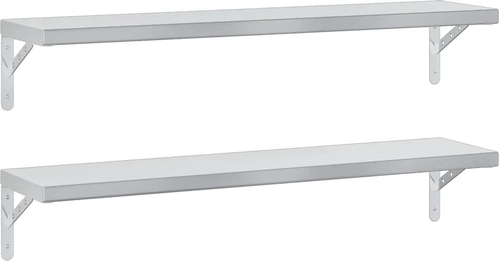 Nástěnné police 2 ks 100 x 23,5 cm stříbrné nerezová ocel 3214504