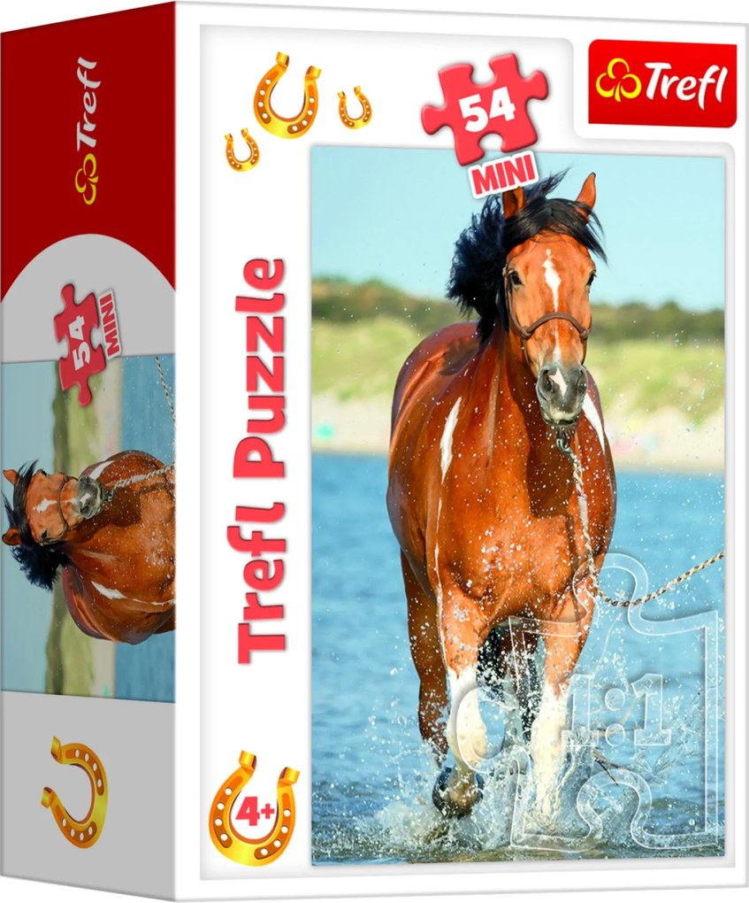 Trefl Minipuzzle 54 dílků Koně 4 druhy v krabičce 9x6,5x4cm 40ks v boxu