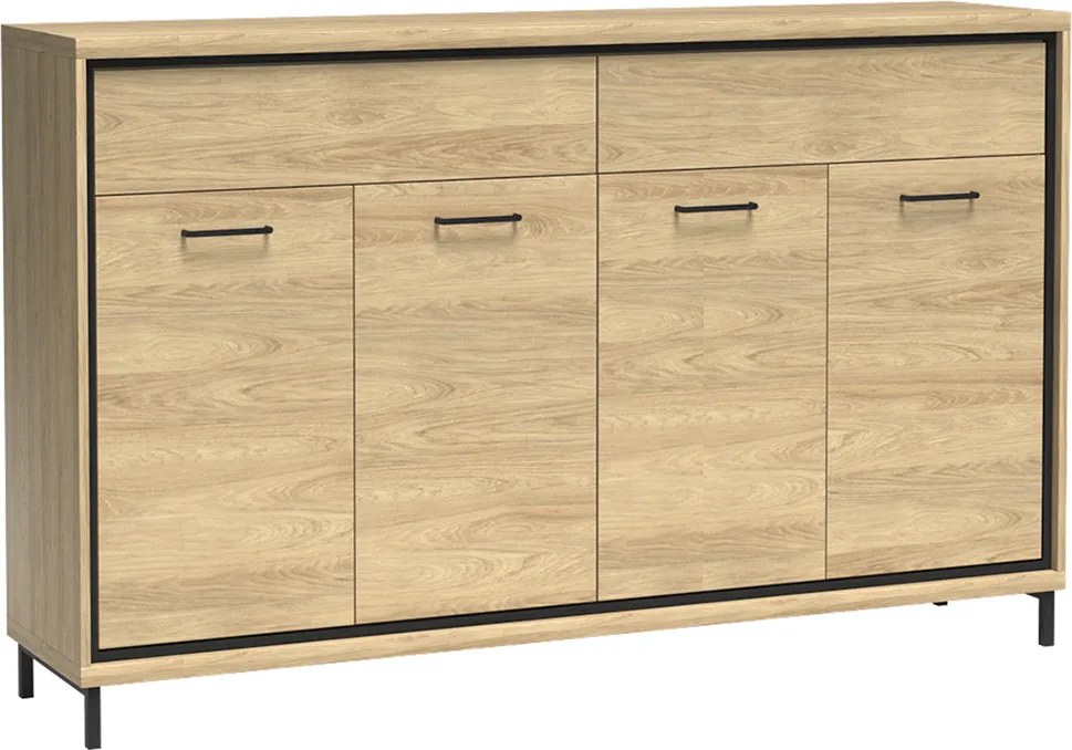 Obývací stěna s komodou MEDIOLAN | 323,5 + 177 cm + konferenční stolek 65x65 cm | 7 dílů | natural hikora