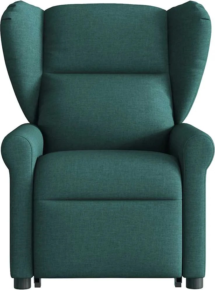 Elektrické zvedací masážní polohovací křeslo zelené textil 3303410