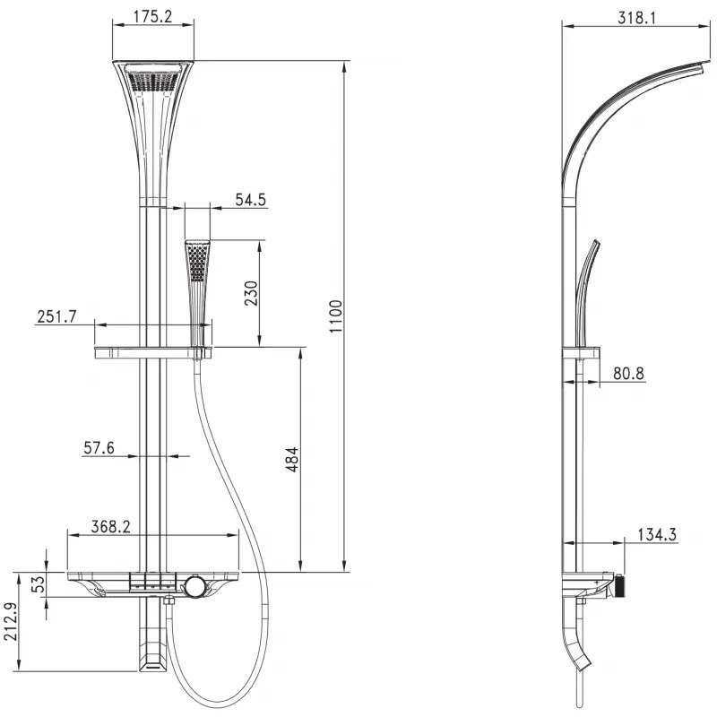 Mexen Sonic, sprchová sada s ruční a dešťovou hlavicí, bílá, 78110-20