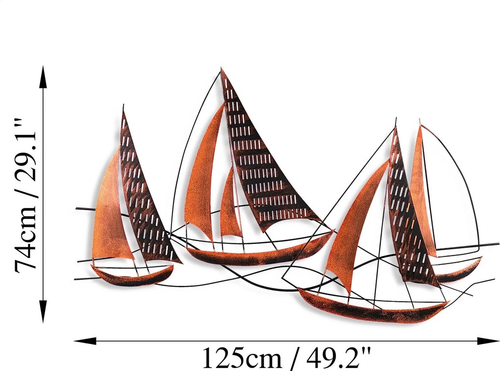 Nástěnná kovová dekorace Barbaros 3 měděná