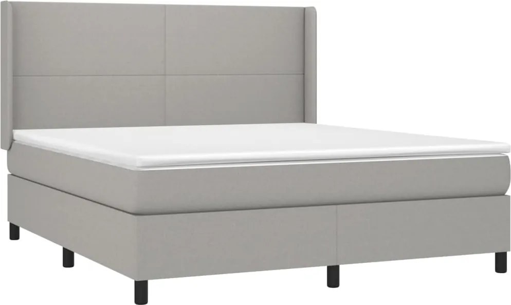 Box spring postel s matrací a LED světle šedá 160x200 cm textil 3138165