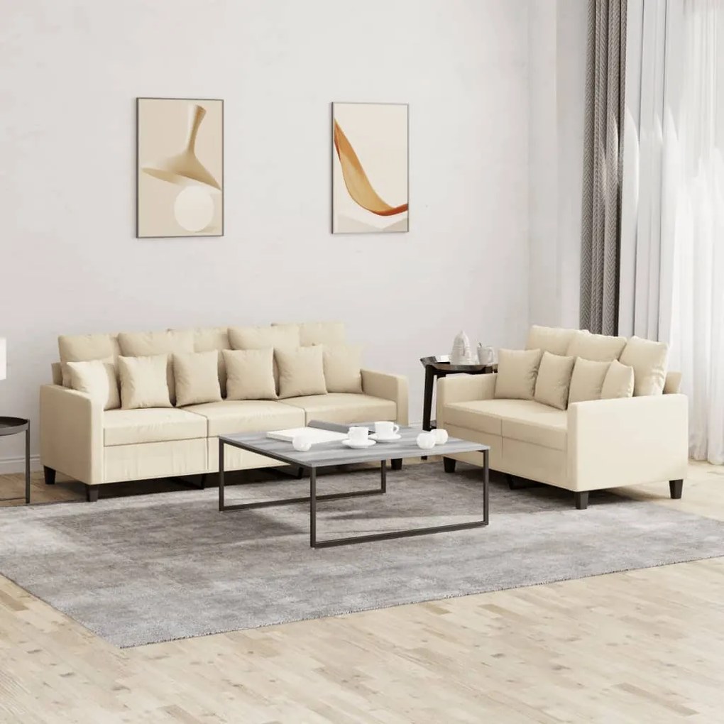 2dílná sedací souprava s poduškami krémová textil 3201666