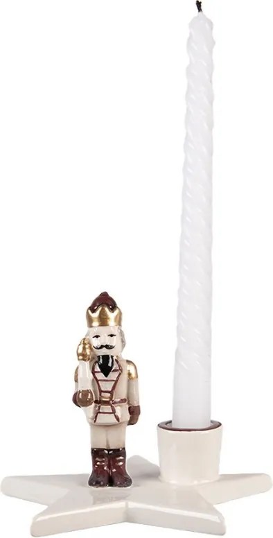 Béžový keramický svícen Louskáček ChrisMs - 15*14*12 cm