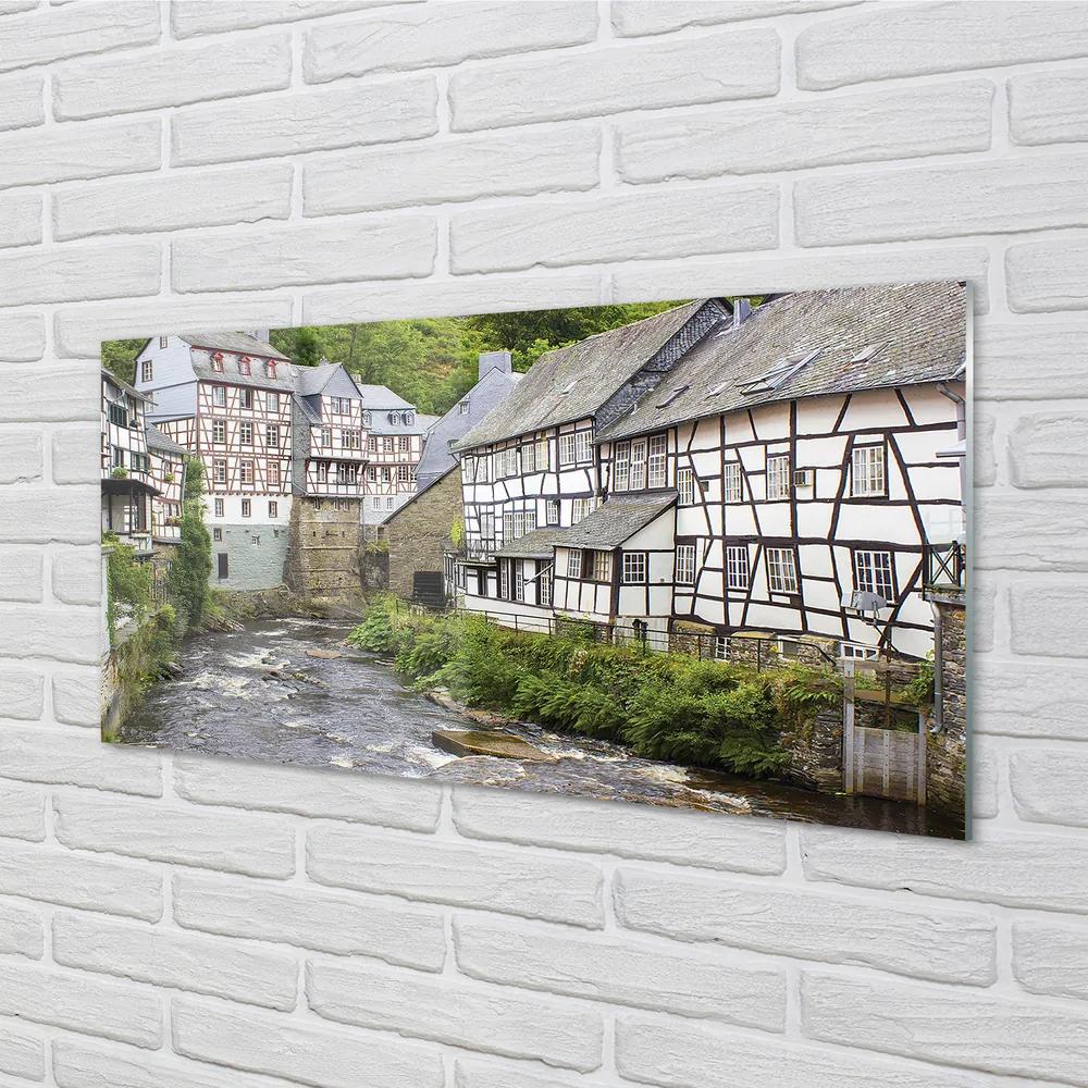 Obraz na skle Germany Staré budovy River 100x50 cm