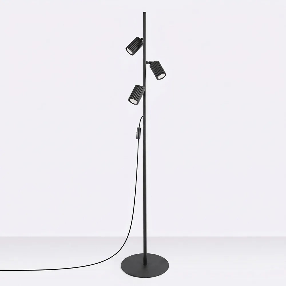 Černá hliníková stojací lampa s ohybatelnou konstrukcí (výška 155 cm) Gleam – Sollux