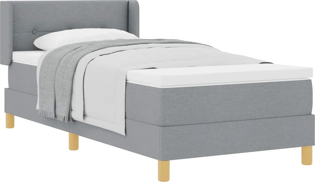 Postel s boxspringem s čelo Světle šedá 200 x 90 cm textil 3341272