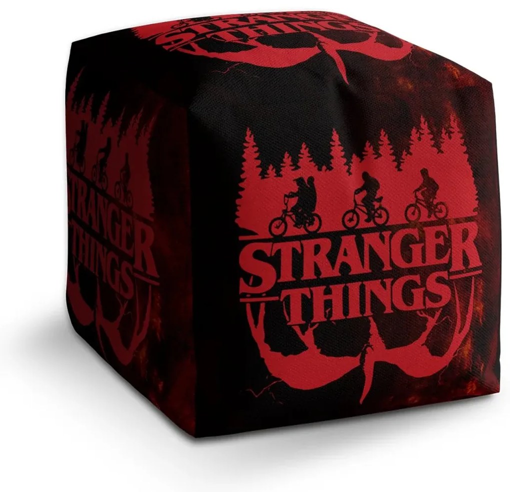 Sablio Taburet Cube Stranger Things Red: 40x40x40 cm