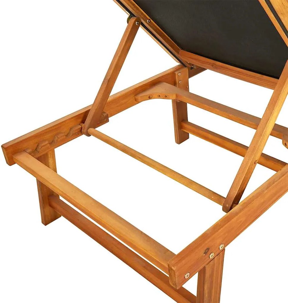 Lehátka 2 ks černá masivní akáciové dřevo a textilen 3279247