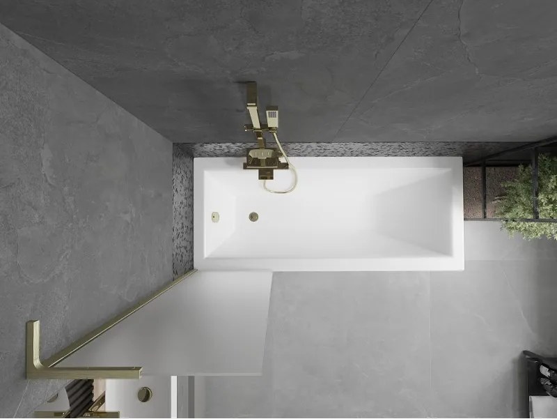 Mexen Next L, 1-křídlová vanová zástěna 50 x 150 cm, 6mm sklo námraza, zlatý matný profil, 895-050-000-03-30-55