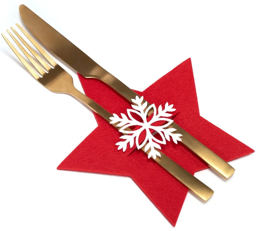 Vánoční obal na příbor Red Star 6 ks červený